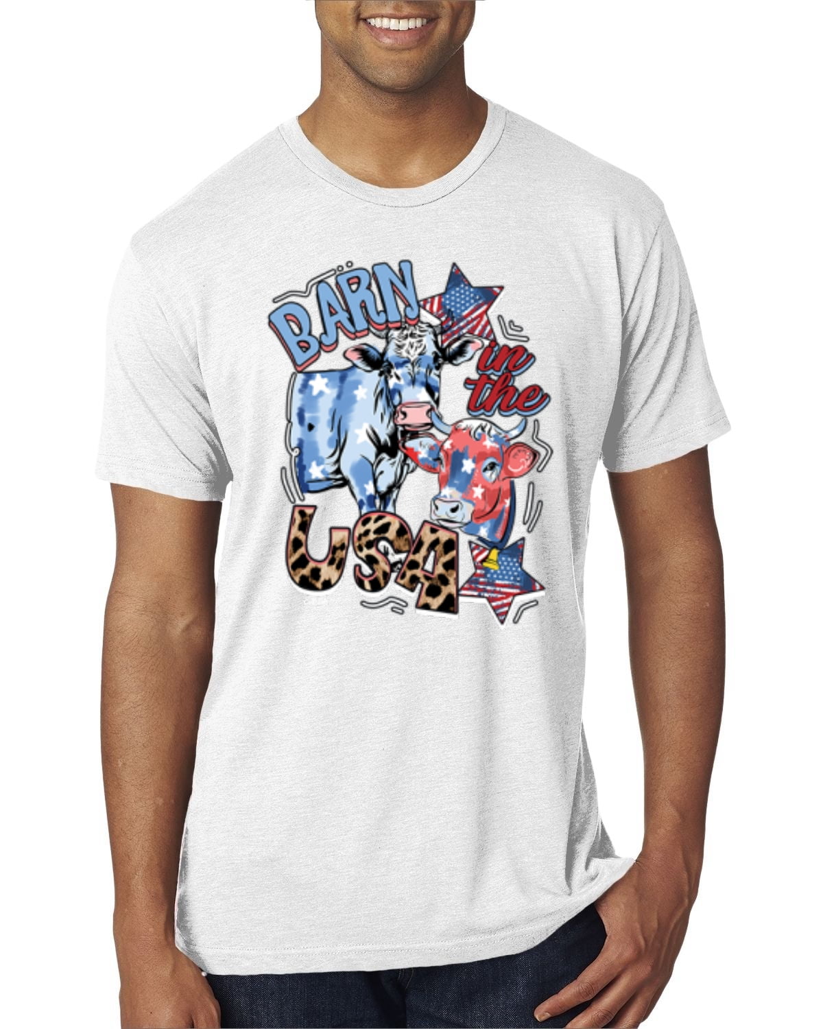 Wild Bobby Barn In The USA Red White and Blue Cows Pop Culture Men ...