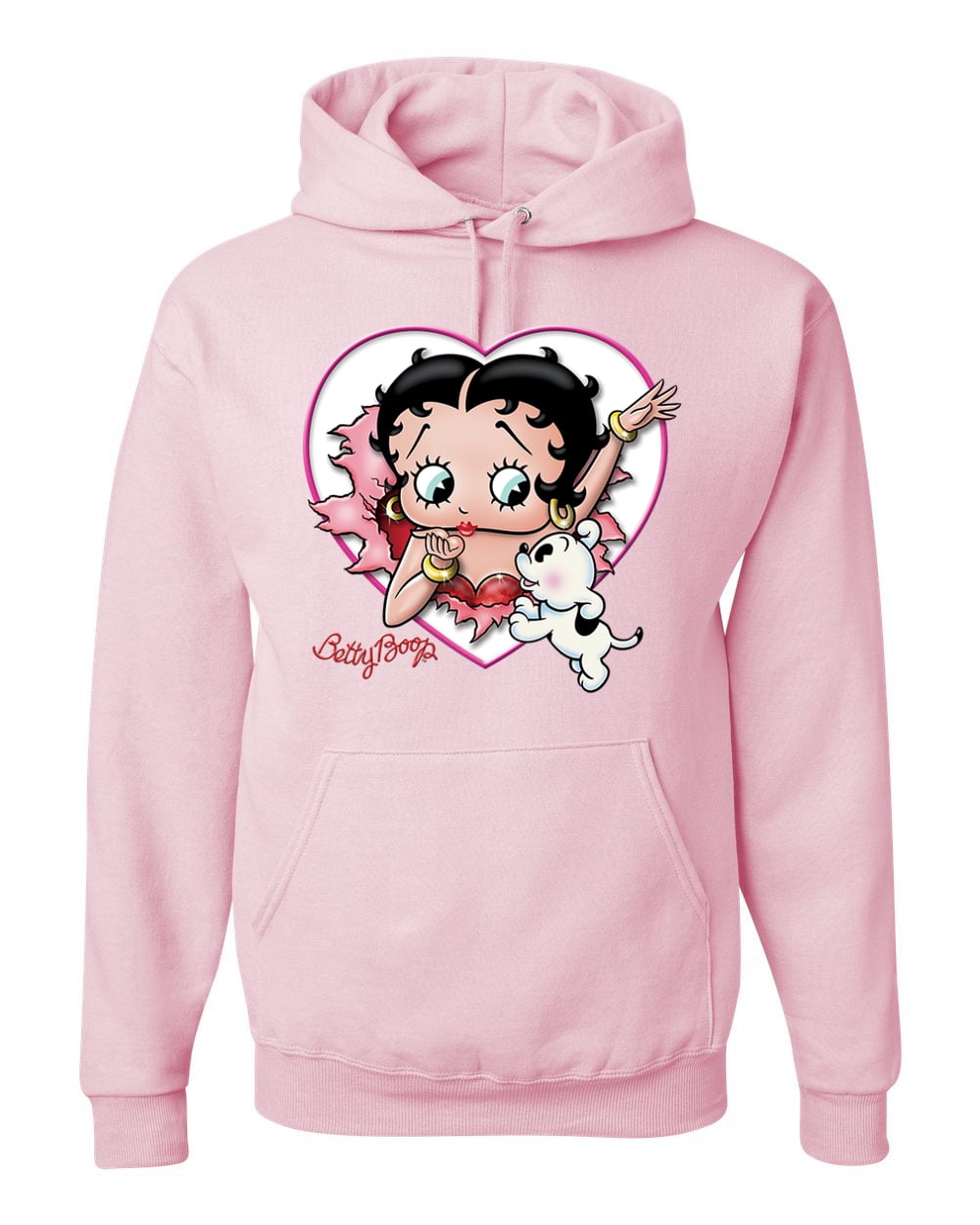 Wild Bobby, Betty Boop Heart Blowing Kiss Dog Betty Boop Unisex Hoodie ...