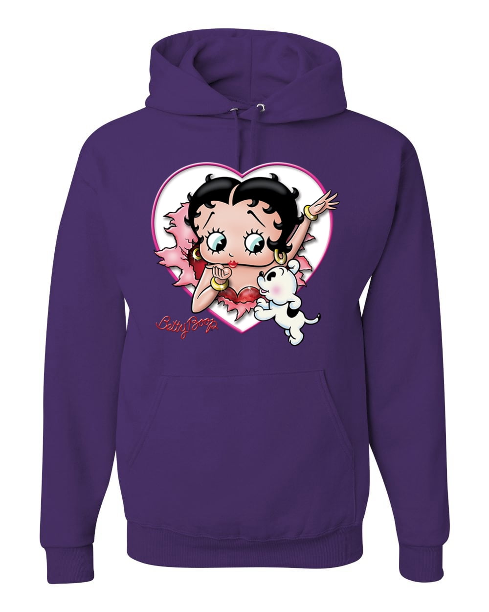 Wild Bobby, Betty Boop Heart Blowing Kiss Dog Betty Boop Unisex Hoodie ...