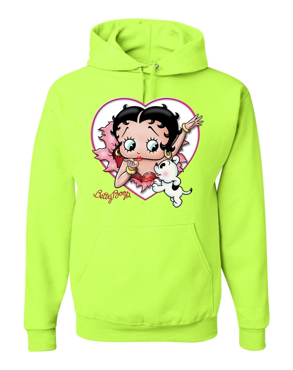 Wild Bobby, Betty Boop Heart Blowing Kiss Dog Betty Boop Unisex Hoodie ...