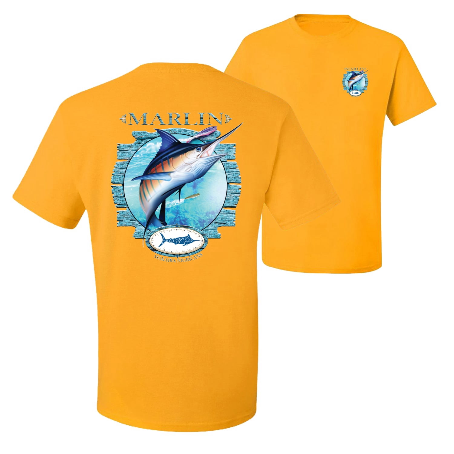 Wild Bobby,Blue Marlin Fish Fishing Front and Back Men's Graphic T ...
