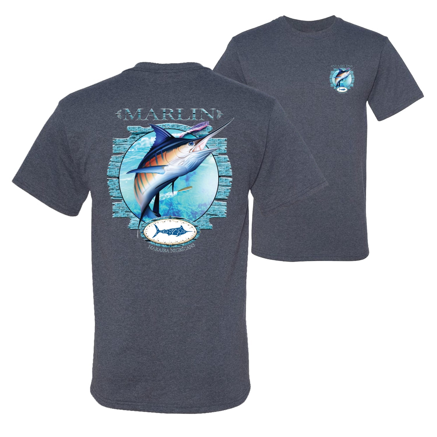 Wild Bobby,Blue Marlin Fish Fishing Front and Back Men's Graphic T ...
