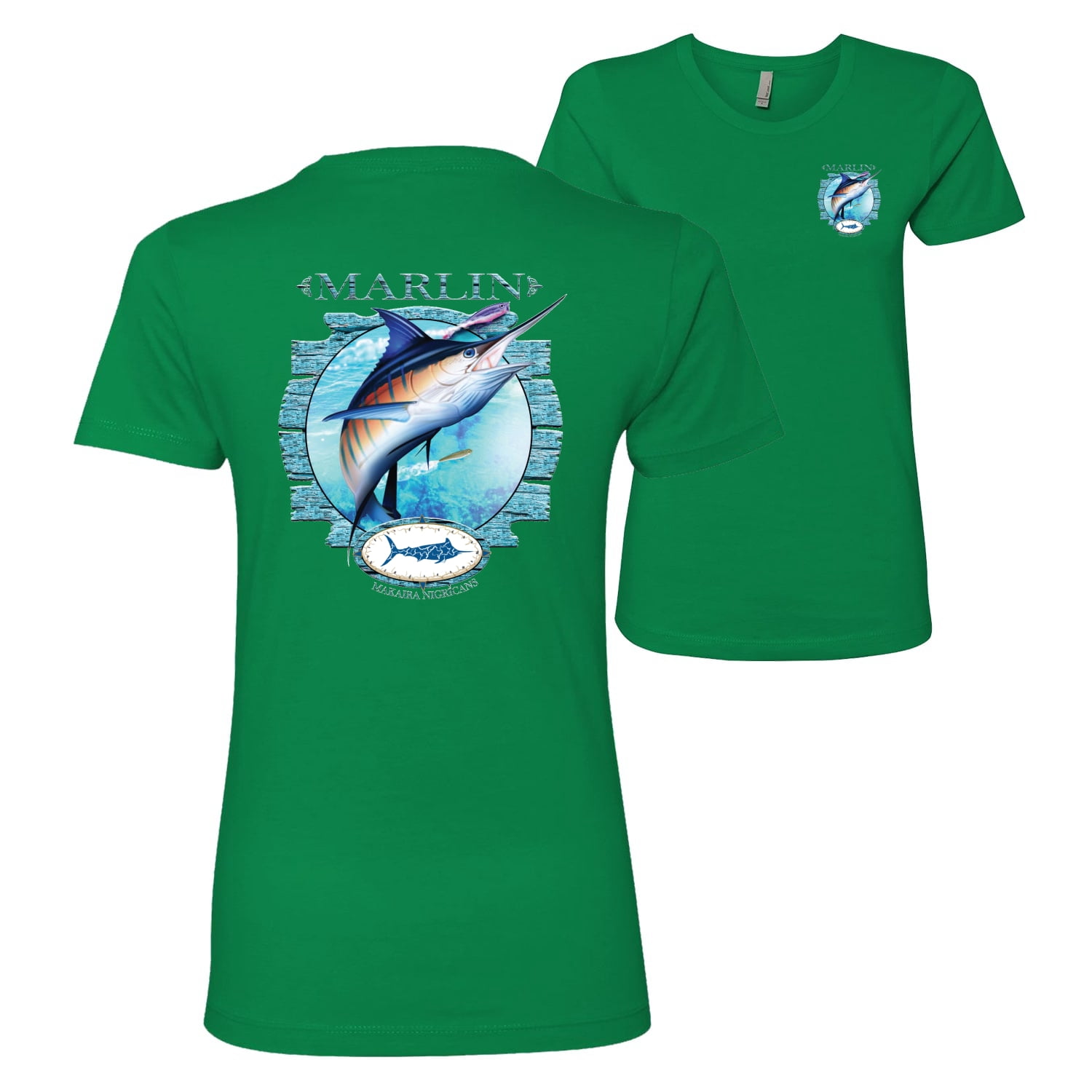 Wild Bobby,Blue Marlin Fish Fishing Front and Back Womens Premium ...