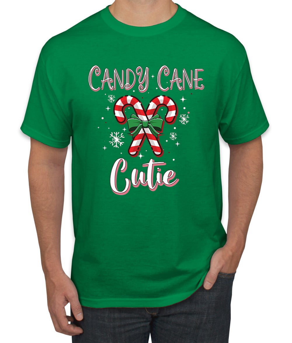 Wild Bobby, Candy Cane Cutie Christmas Sweater Men Graphic Tee, Kelly ...
