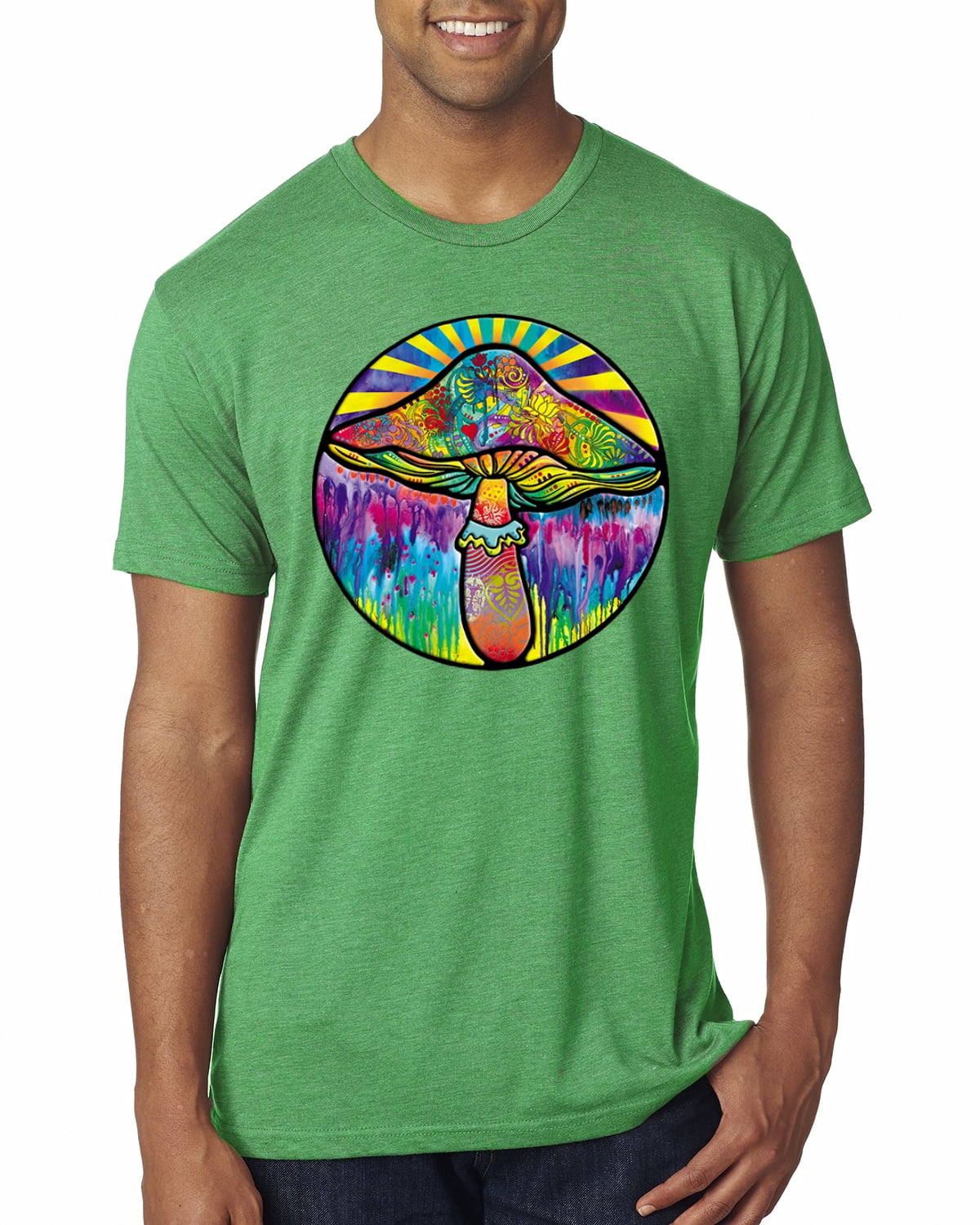 Wild Bobby Colorful Mushroom Retro Puff Print Fashion Mens Premium Tri ...