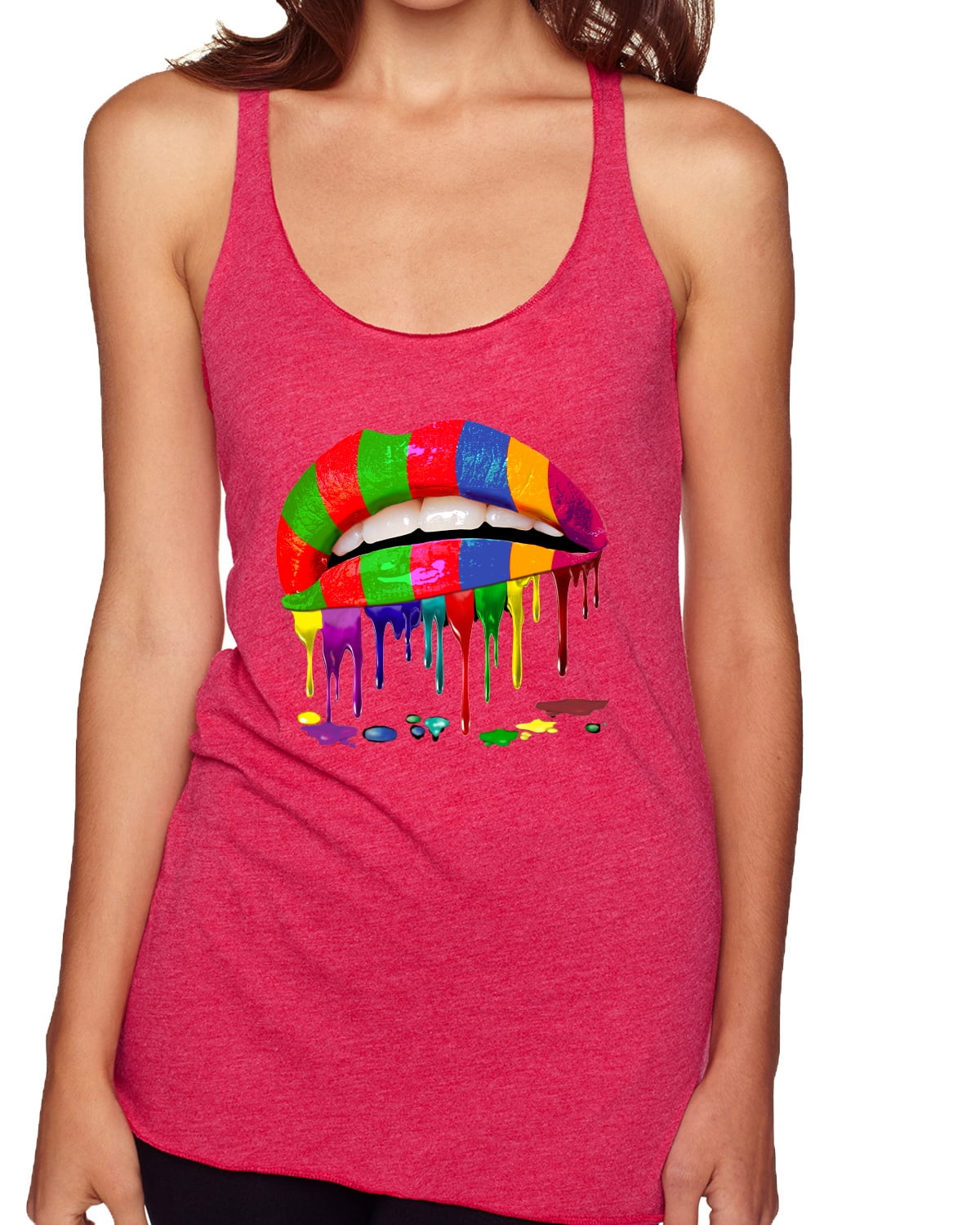 Wild Bobby, Colorful Painted Lip, Streetwear, Women Tri-Blend Racerback ...