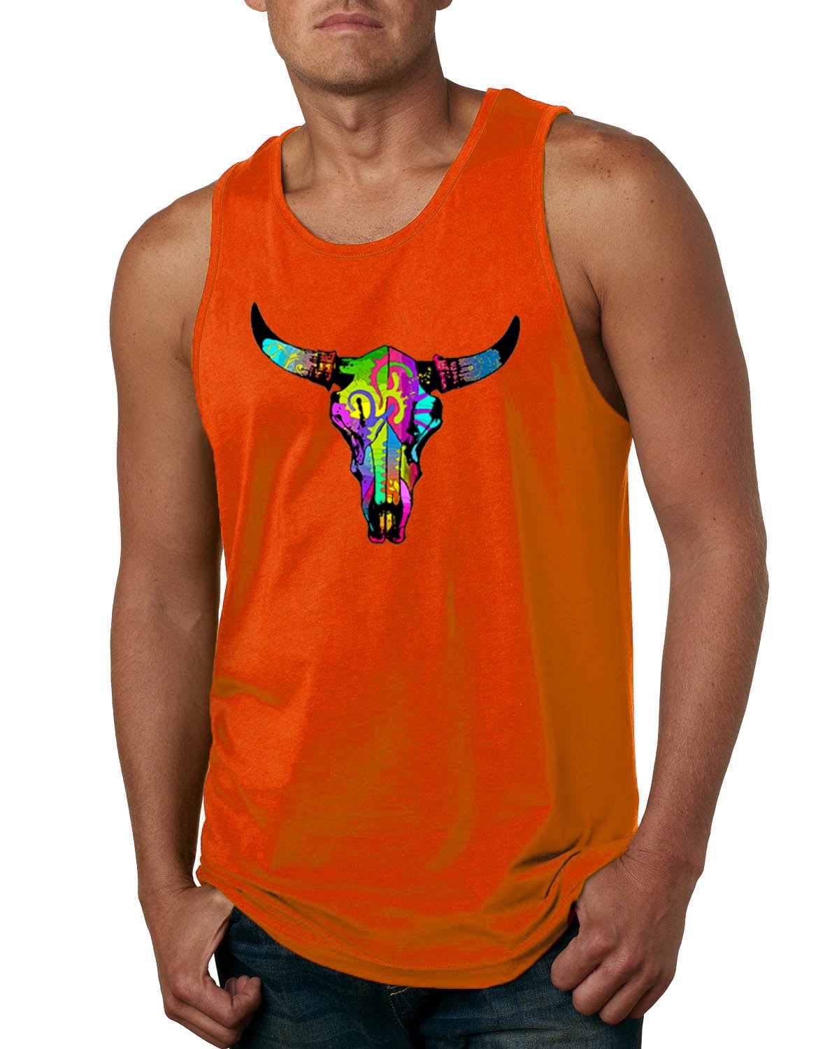 Wild Bobby, Colorful Rainbow Cow Bull Skull Animal Lover Mens Graphic ...