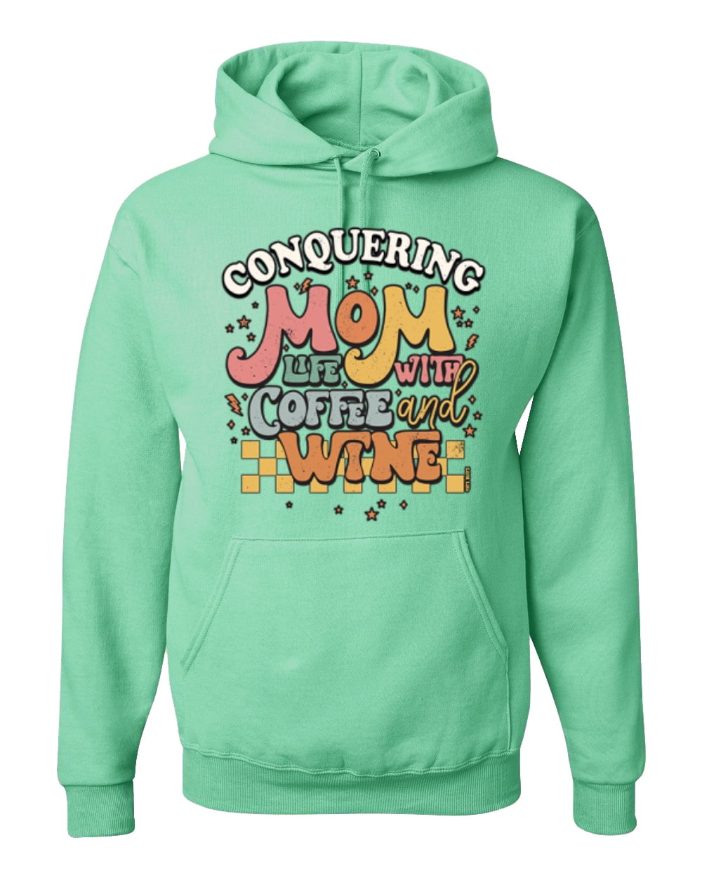 Wild Bobby Conquering Mom Life With Coffee and Wine Checkered ...