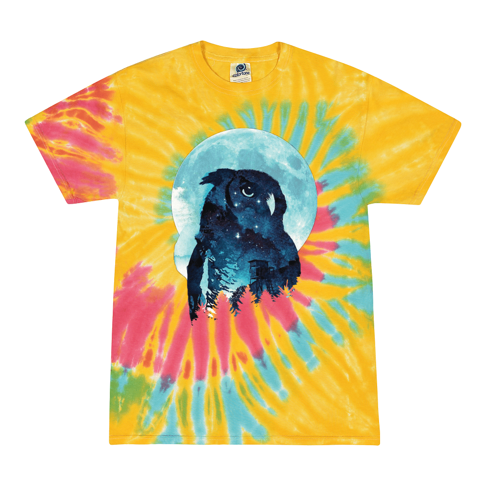 Wild Bobby, Creepy Winter Beach Night Owl Animal Lover Tie-Dye T-Shirt ...