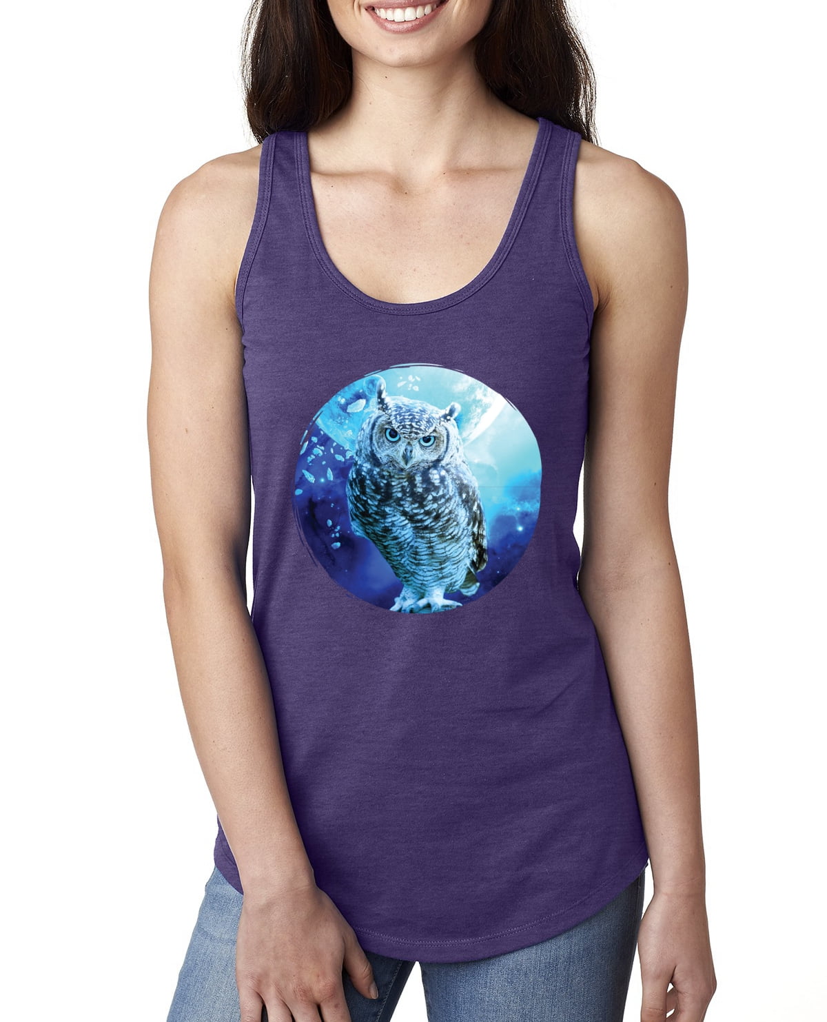 Wild Bobby, Cute Nocturnal Snow Owl Winter Fashion Ladies Racerback ...