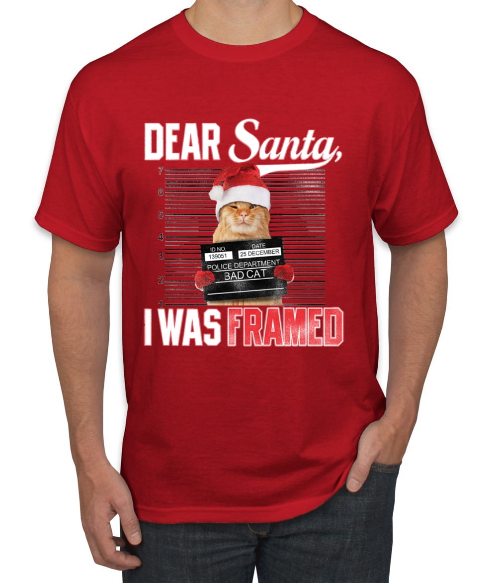 Wild Bobby Dear Santa I was Framed Bad Cat Christmas Sweater Men ...