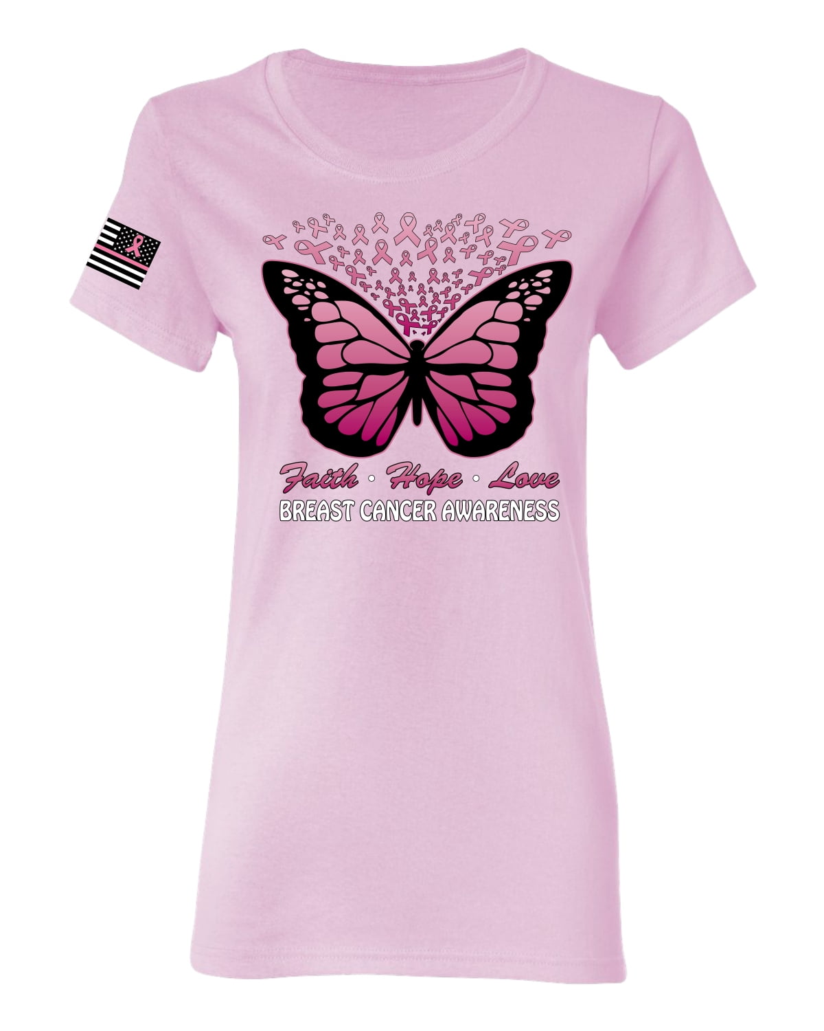 Wild Bobby Faith Hope Love Butterfly Ribbons US Flag Breast Cancer ...
