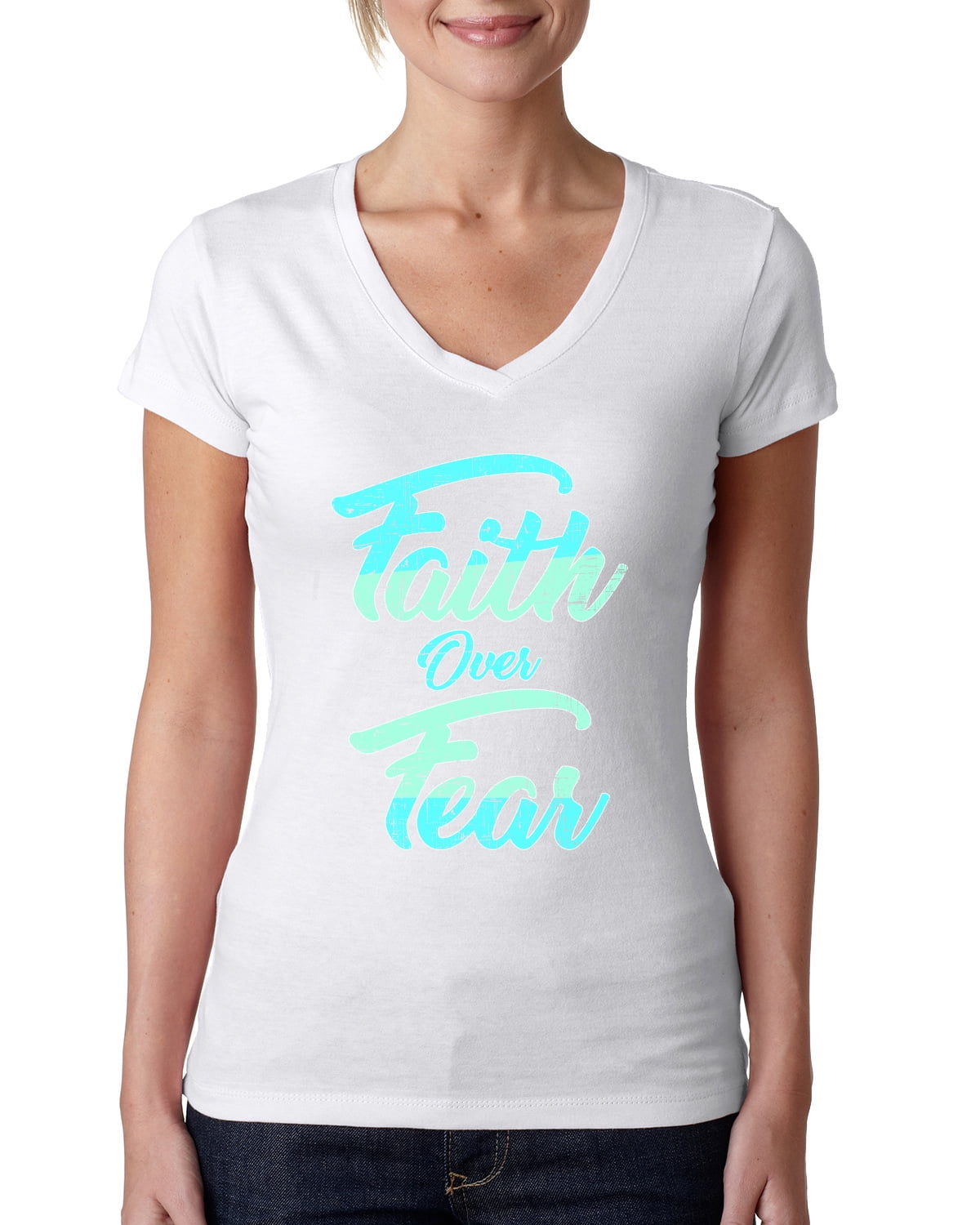 Wild Bobby, Faith Over Fear, Inspirational/Christian, Women Junior Fit ...