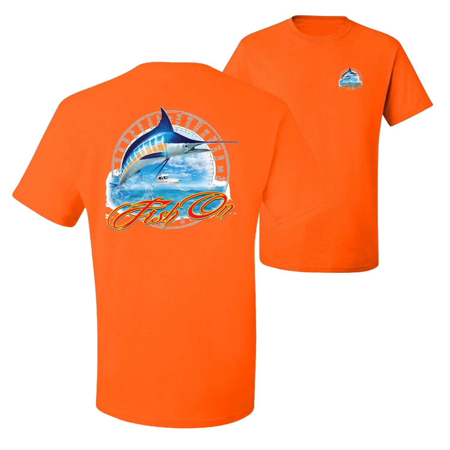 Wild Bobby,Fish On Blue Marlin Fishing Front and Back Men's Graphic T ...