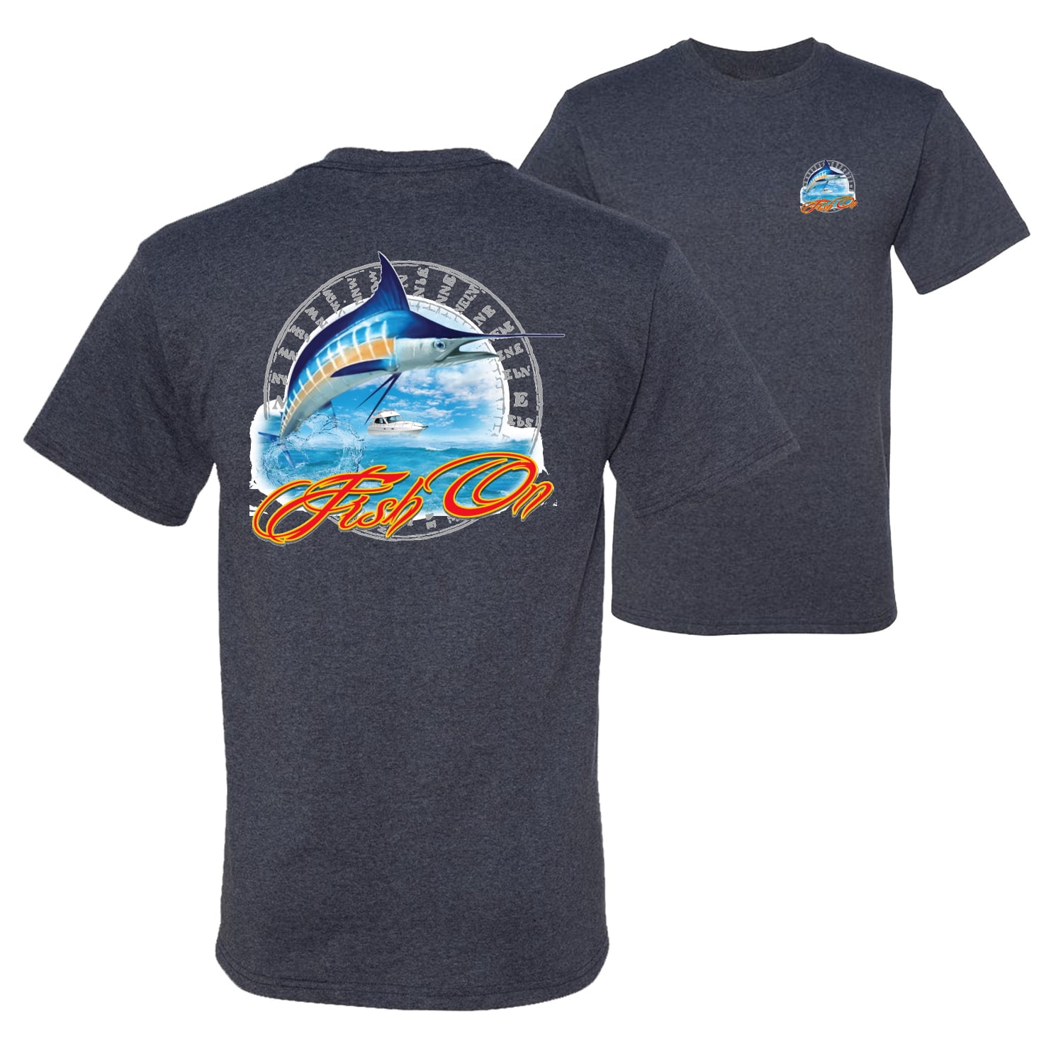 Wild Bobby,Fish On Blue Marlin Fishing Front and Back Men's Graphic T ...