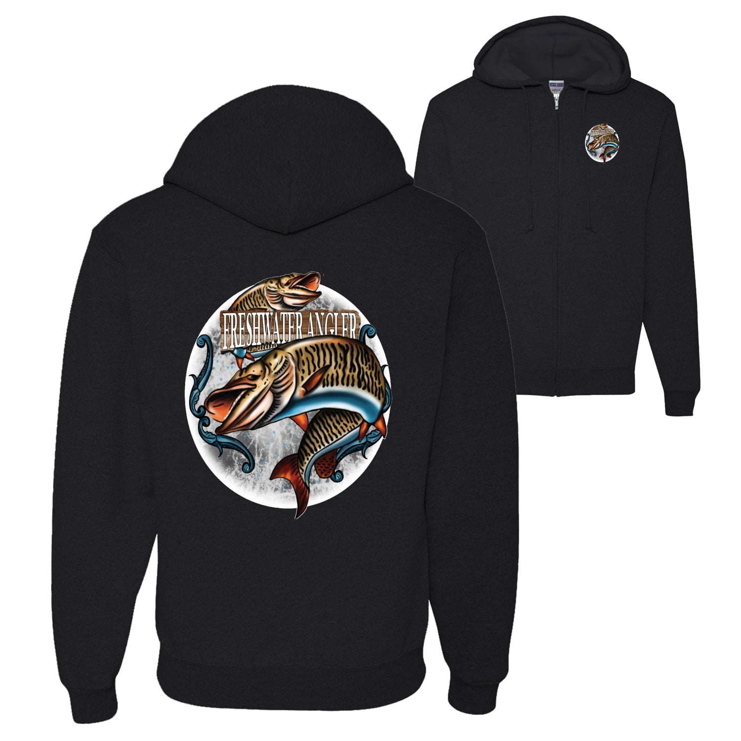 Wild Bobby,Freshwater Angler Fishing Front and Back Graphic Zip Up ...