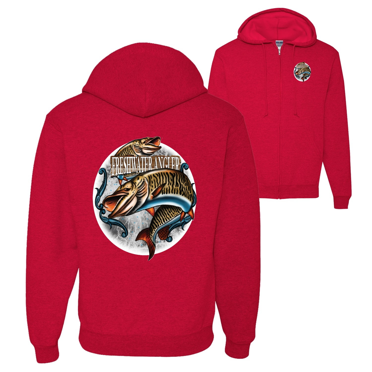 Wild Bobby,Freshwater Angler Fishing Front and Back Graphic Zip Up ...