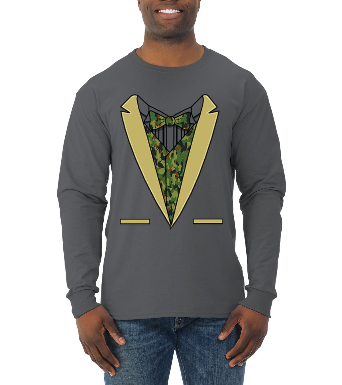 Wild Bobby, Funny Camo Fake Tuxedo Hunting, Humor, Men Long Sleeve ...