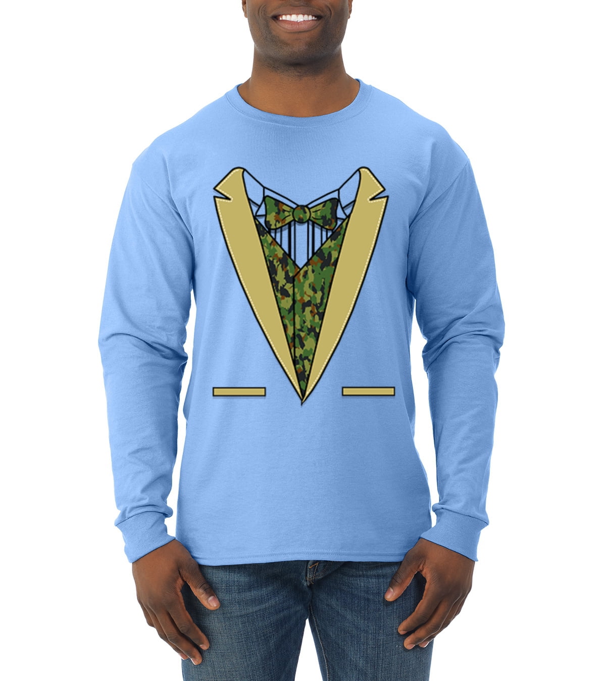 Wild Bobby, Funny Camo Fake Tuxedo Hunting, Humor, Men Long Sleeve ...
