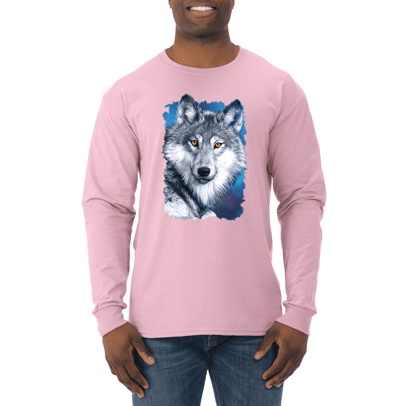 Wild Bobby, Great Lakes Wolf Animal Lover Mens Long Sleeve Shirt ...