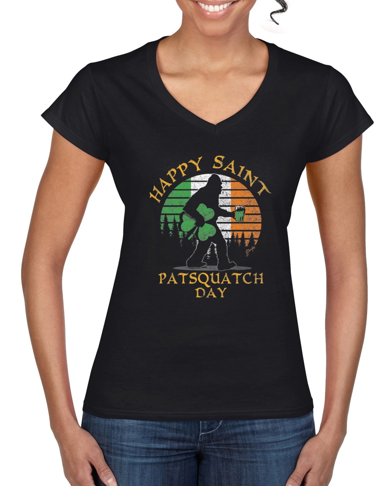 Wild Bobby Happy Saint Patsquatch Day St. Patrick's Day Women Standard ...