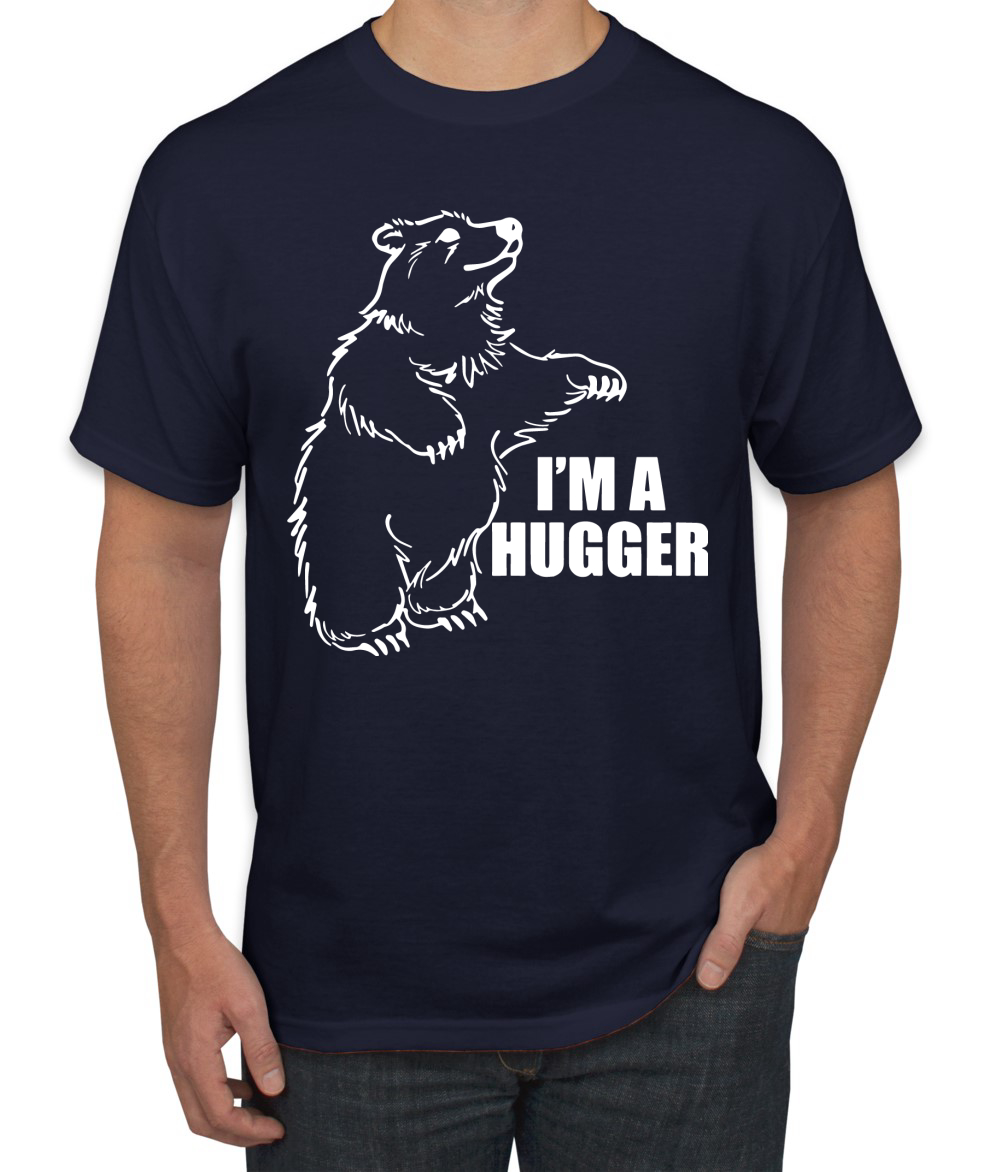 I'm A Hugger Funny Big Bear Hug Humor Men's Graphic T-Shirt, Navy ...