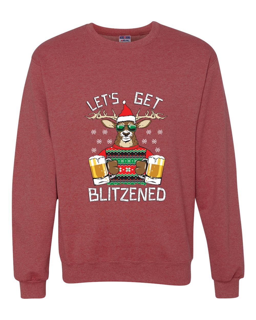Wild Bobby, Lets Get Blitzened Deer With Beer Christmas Unisex Crewneck ...