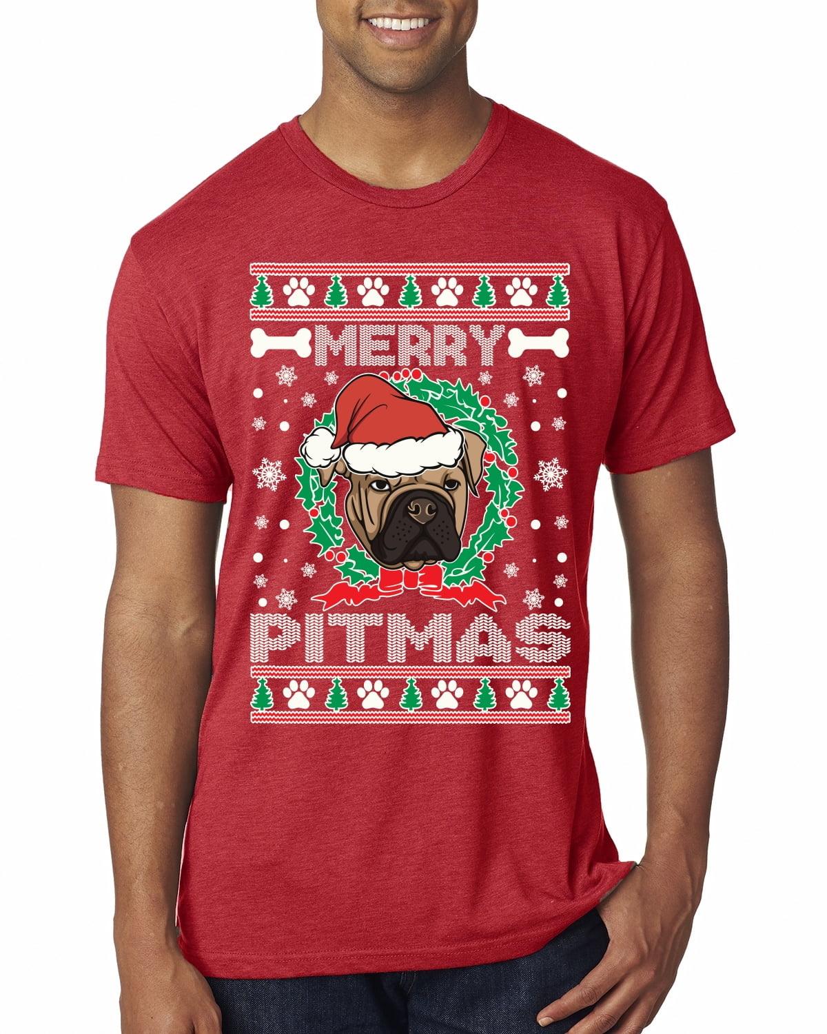 Wild Bobby Merry Pitmas Christmas Men Premium Tri Blend Tee, Vintage ...