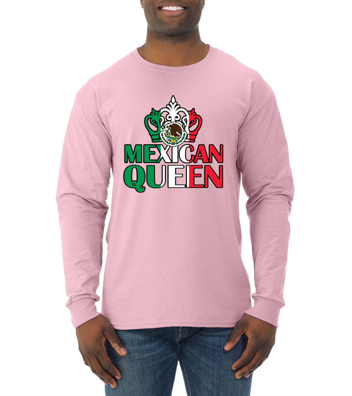 Wild Bobby Mexican Queen Latin Pride Men Long Sleeve Shirt, Light Pink ...