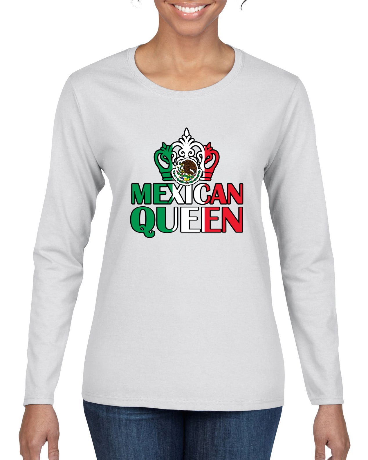 Wild Bobby Mexican Queen Latin Pride Women Graphic Long Sleeve Tee ...