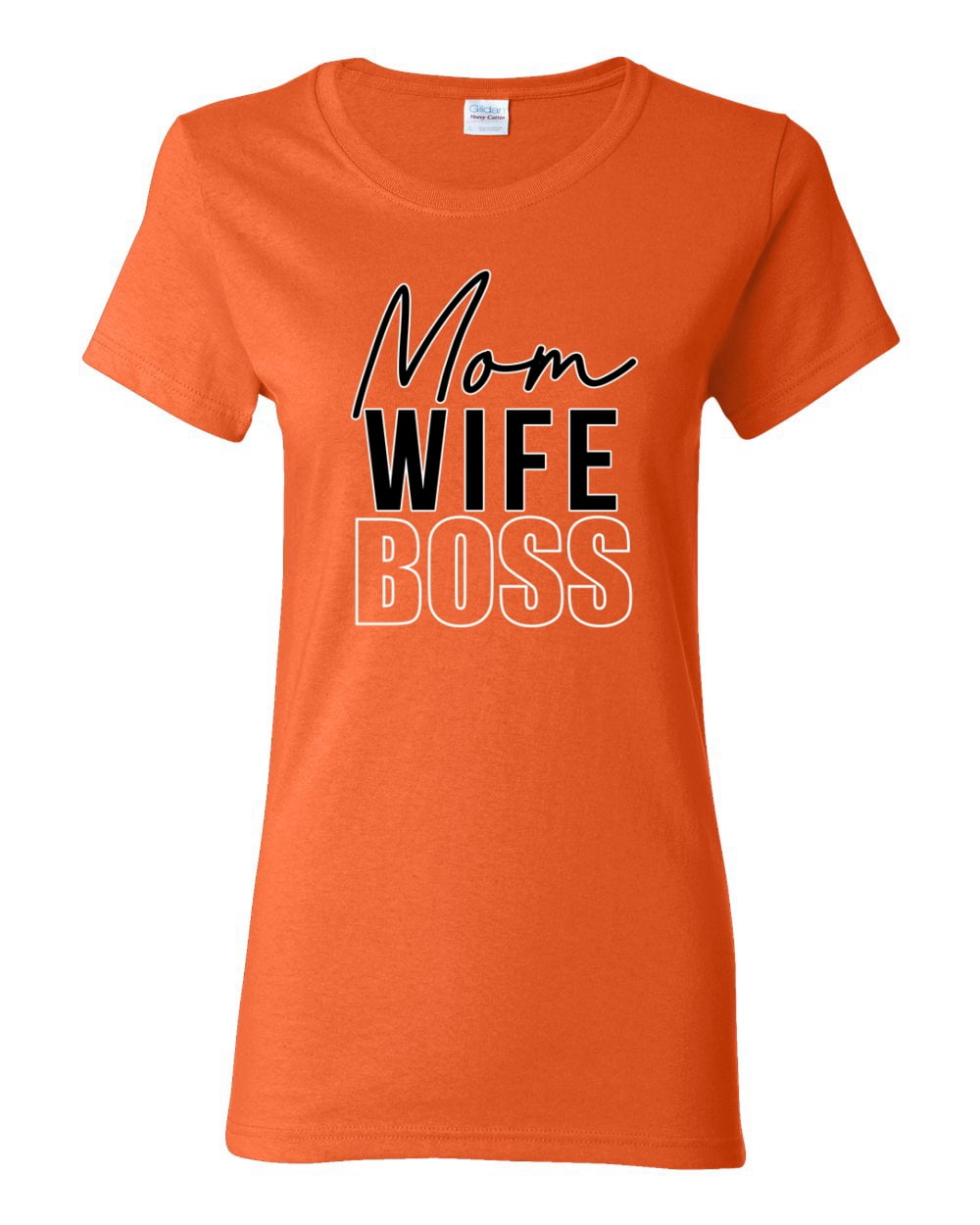 Wild Bobby, Mom Wife Boss Mother's Day Womens Graphic Tee, Orange, 3X ...