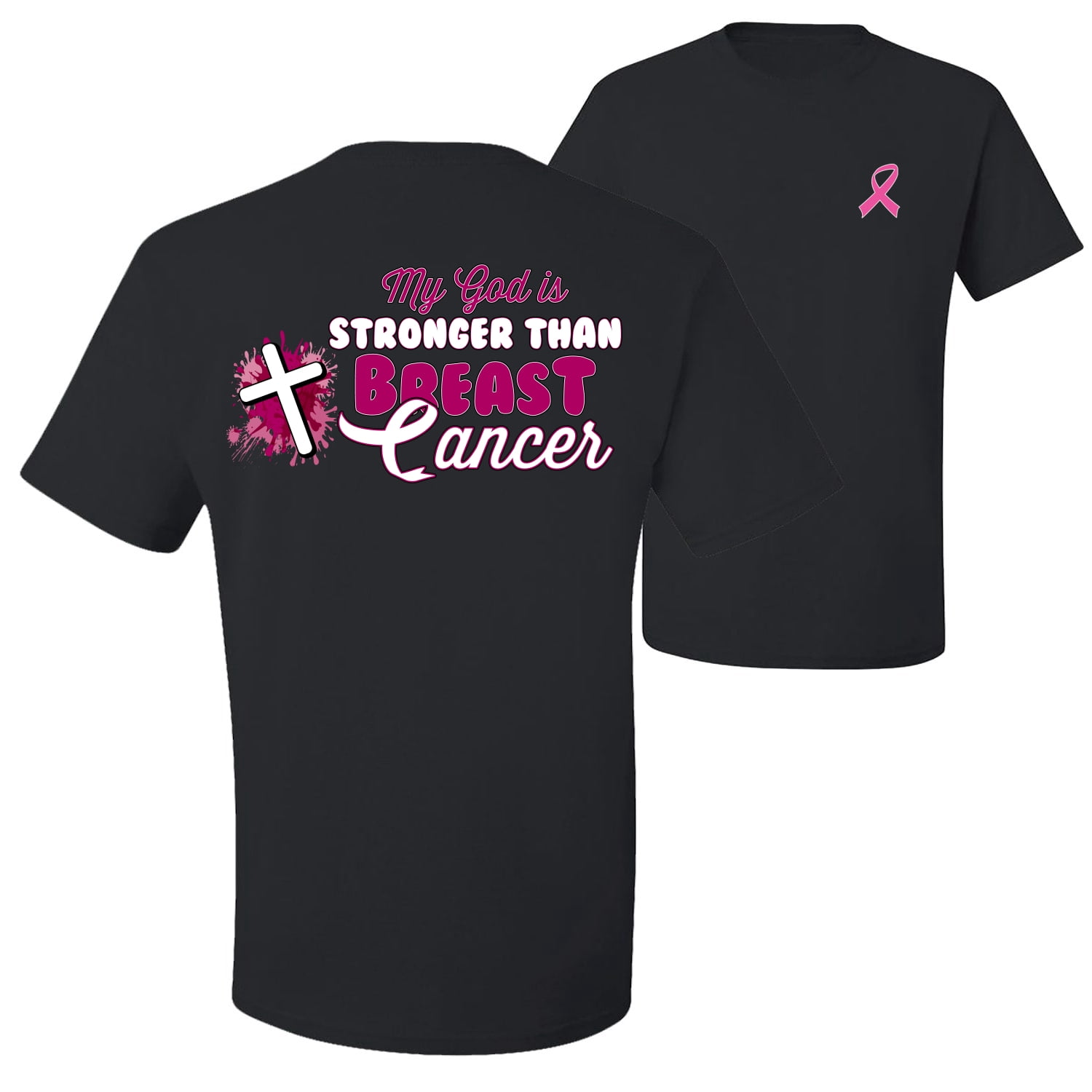 Wild Bobby My God is Stronger Than Breast Cancer Paint Splatter Cross ...