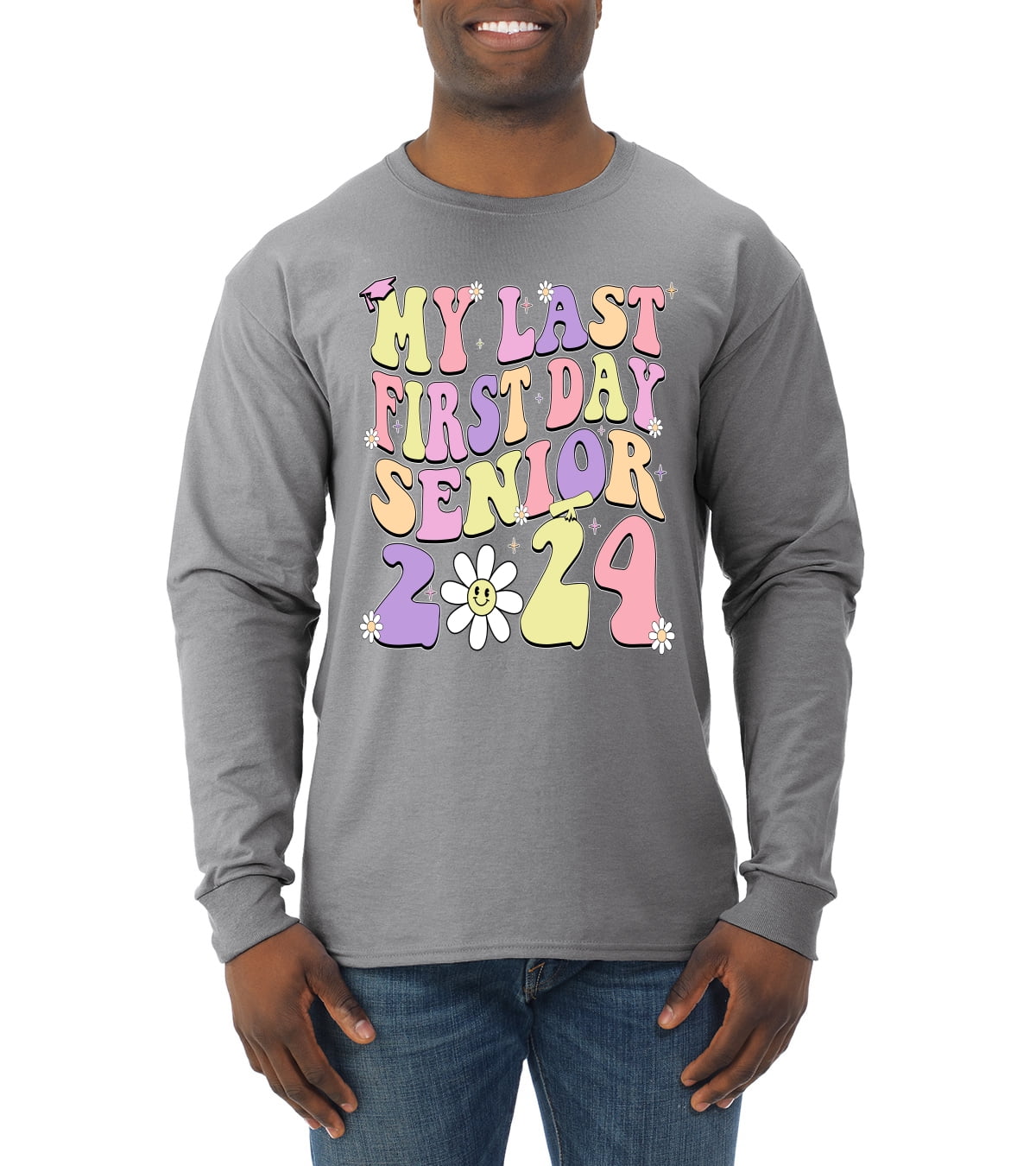 Wild Bobby My Last First Day Groovy Letters Graduation Cap and Diploma ...