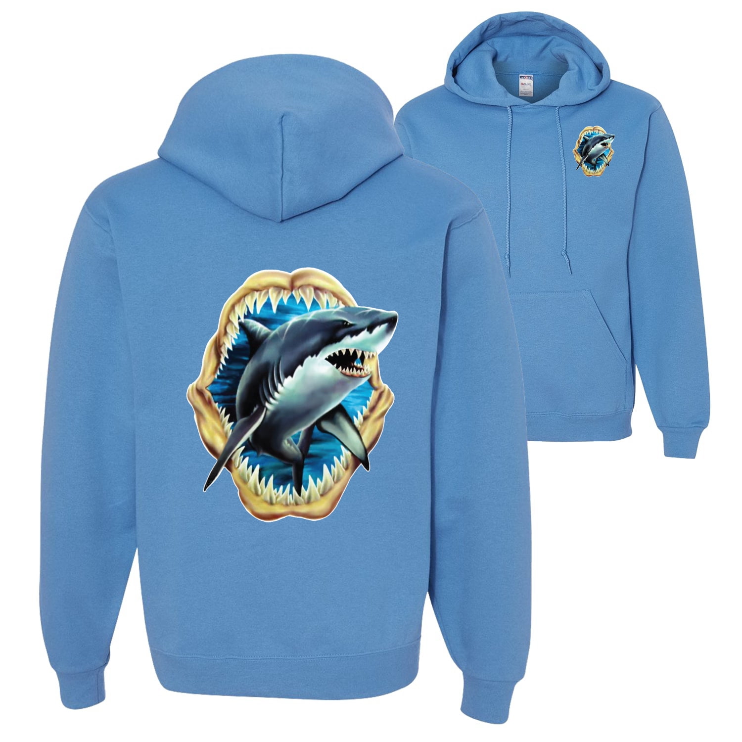 Wild Bobby,Ocean Shark Big Mouth Fishing Front and Back Unisex Graphic Hoodie Sweatshirt ...