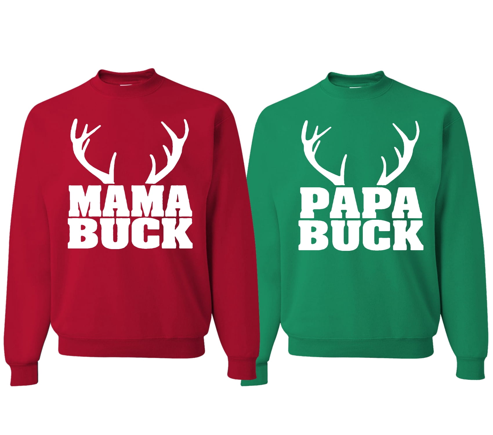 Wild Bobby, Papa Buck and Mama Buck Christmas Matching Couples Crewneck ...