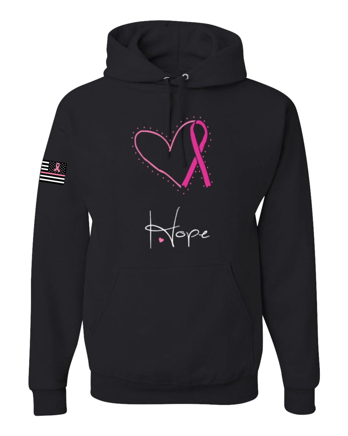 Wild Bobby, Pink Heart Love Hope Support Women USA Flag Sleeve Breast ...