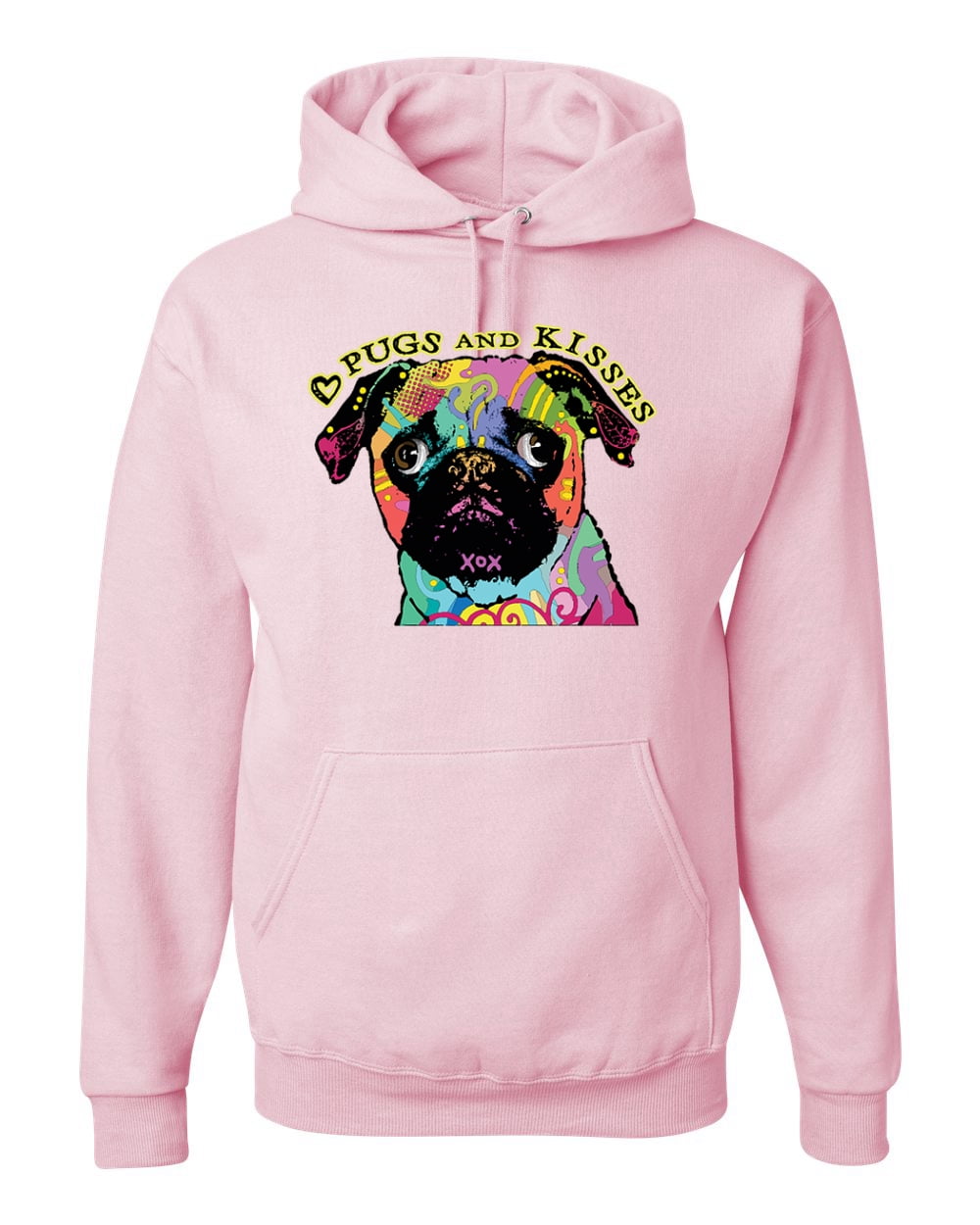 Wild Bobby, Pugs and Kisses Cute Dog Neon Rainbow Pug Dog Lover Unisex ...