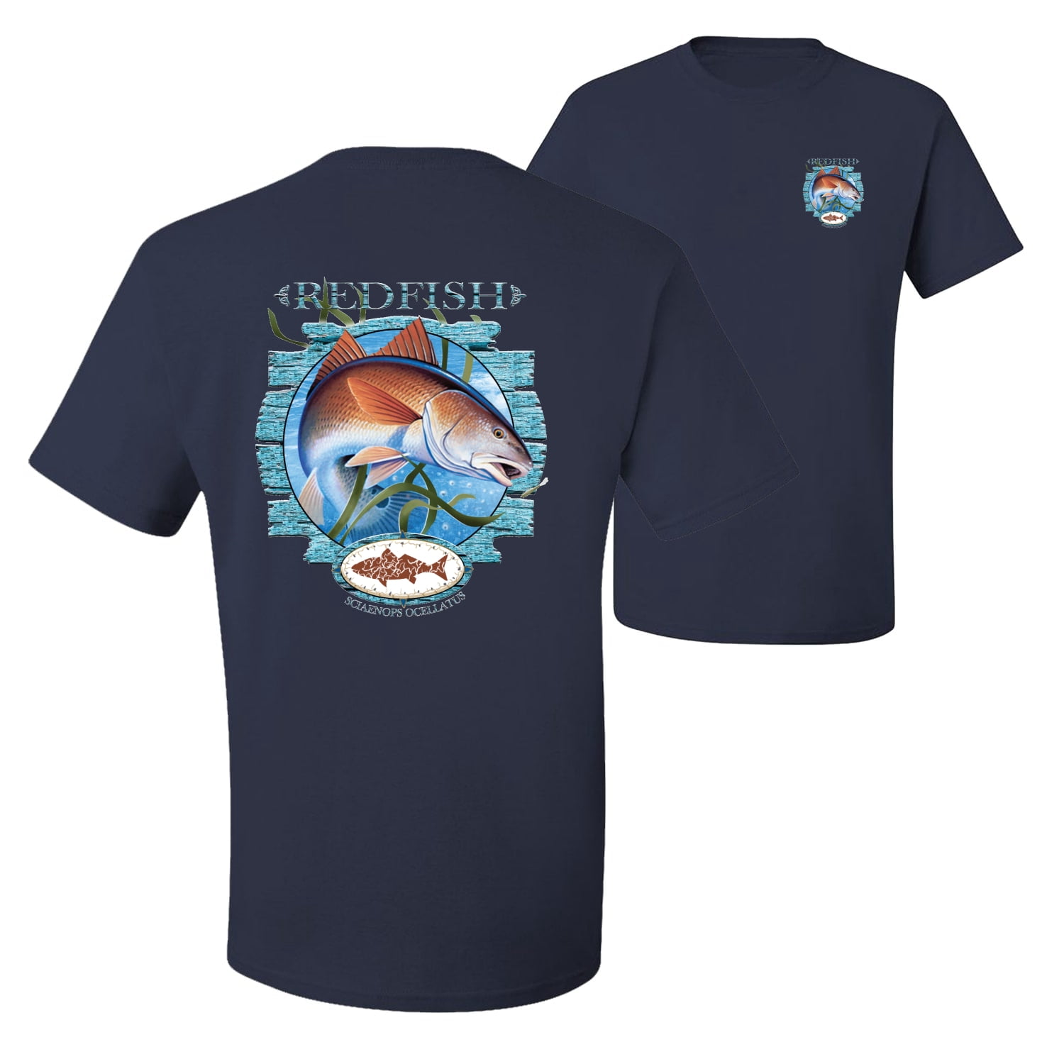 Wild Bobby,Red Fish Sciaenops Ocellatus Fishing Front and Back Men's ...