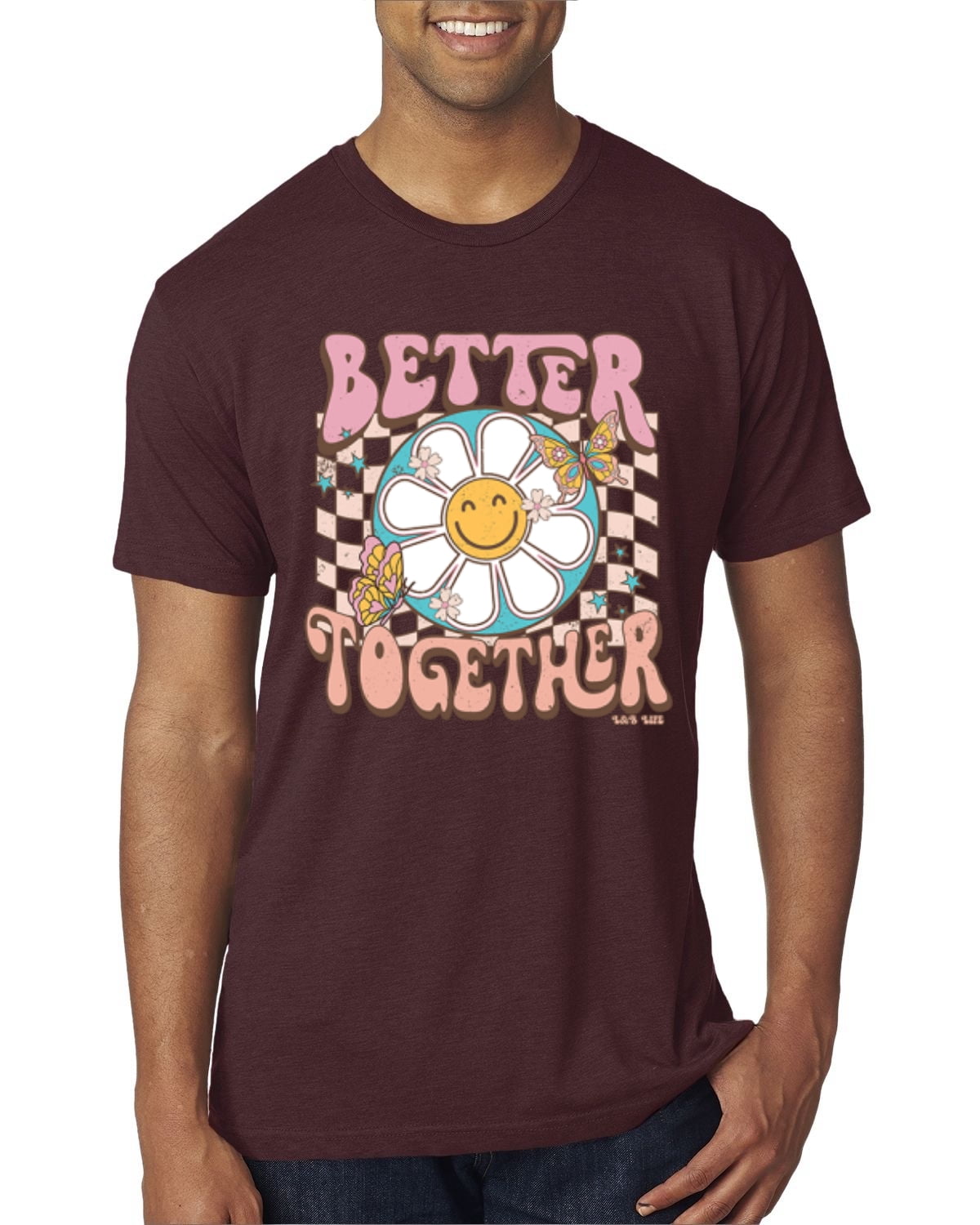 Wild Bobby Retro Better Together Daisy Smiley Face Checkered Background ...