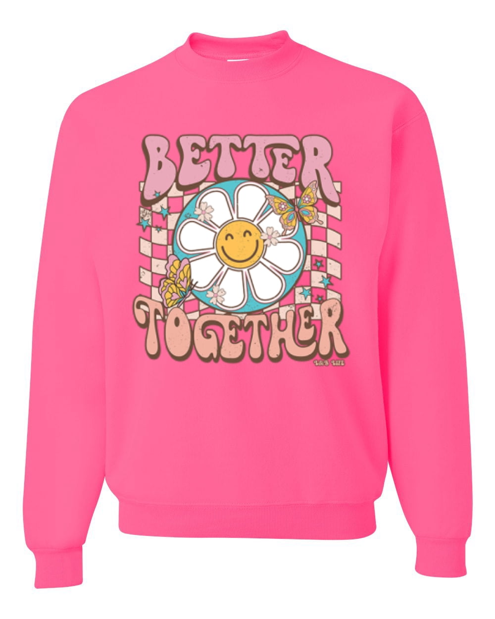 Wild Bobby Retro Better Together Daisy Smiley Face Checkered Background ...