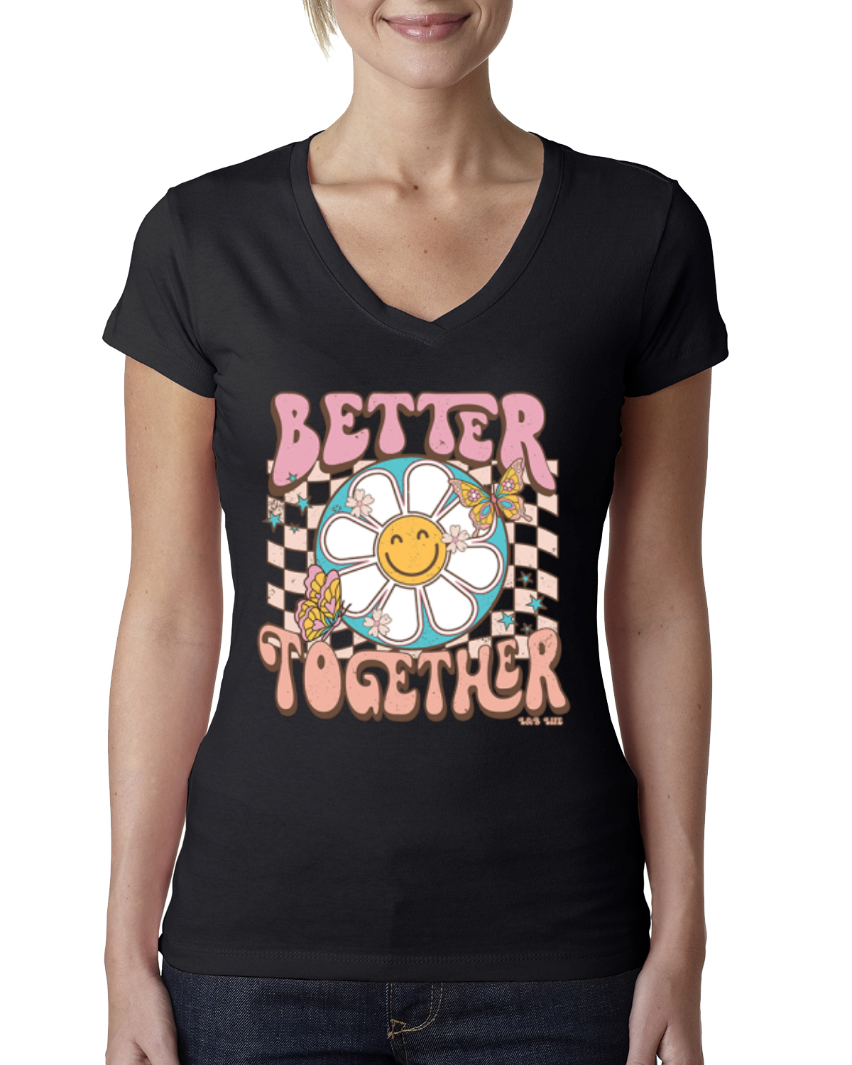 Wild Bobby Retro Better Together Daisy Smiley Face Checkered Background ...