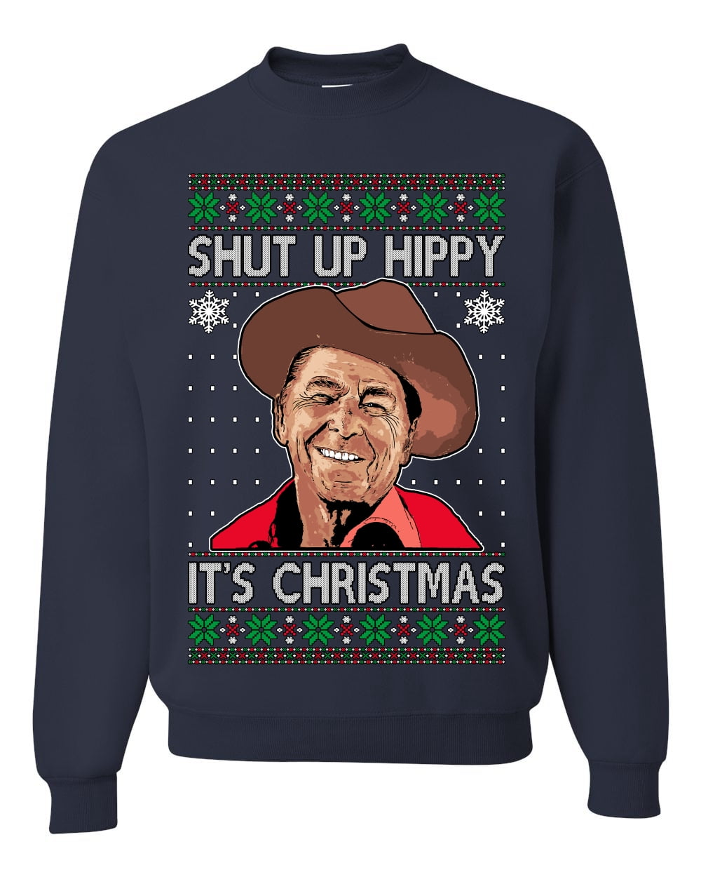 Wild Bobby Shut Up Hippy It's Christmas Ugly Christmas Sweater Unisex ...