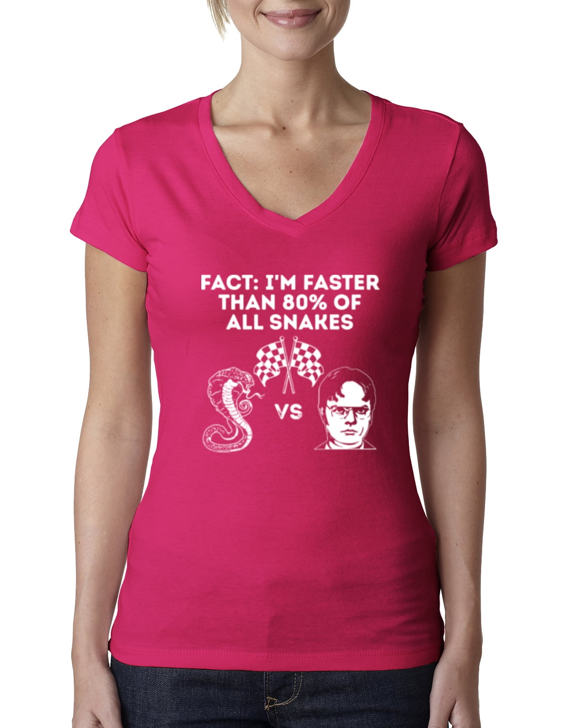 Wild Bobby, Snake vs Dwight Schrute I Am Faster than Snakes The Office Pop Female Junior Fit V ...