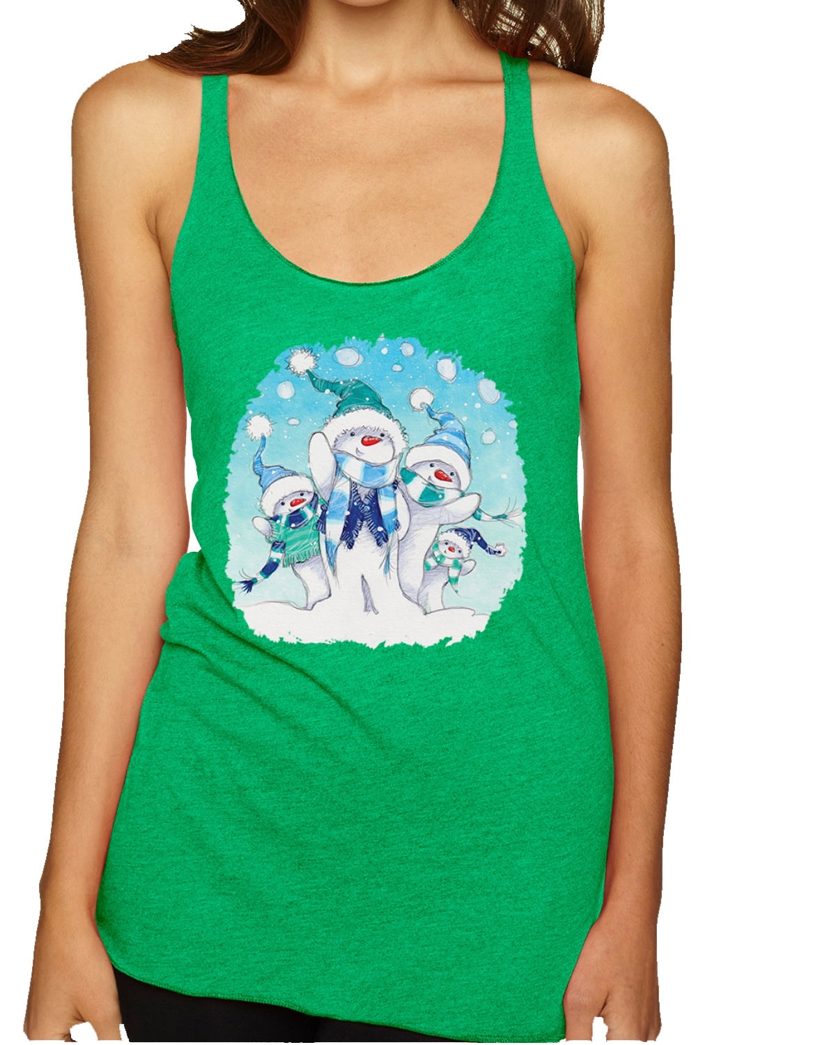 Wild Bobby, Snowman Family Xmas Christmas Tri-Blend Racerback Tank Top ...