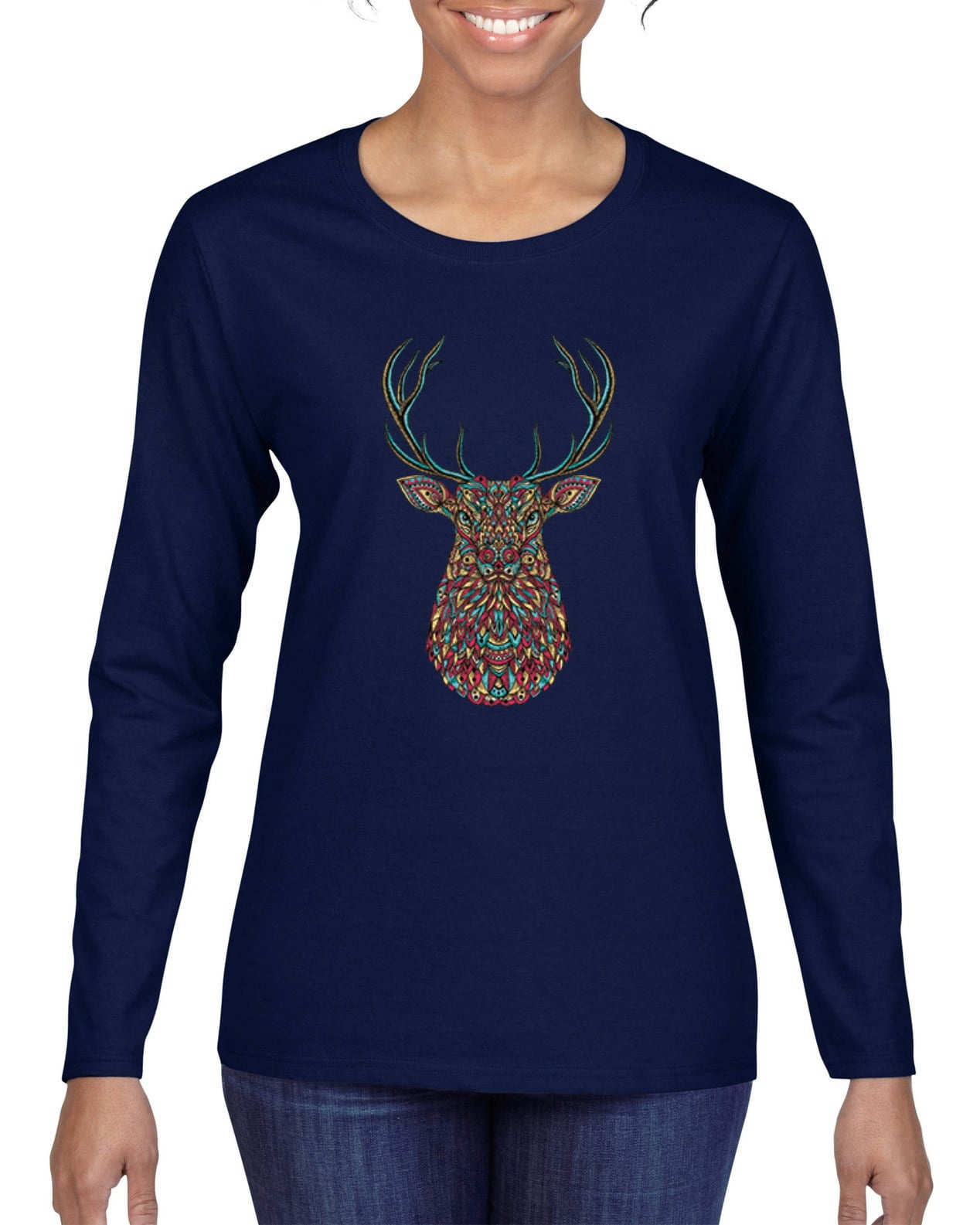 Wild Bobby, Stylized Aztec Mandala Deer Head, Hunting, Women Graphic ...