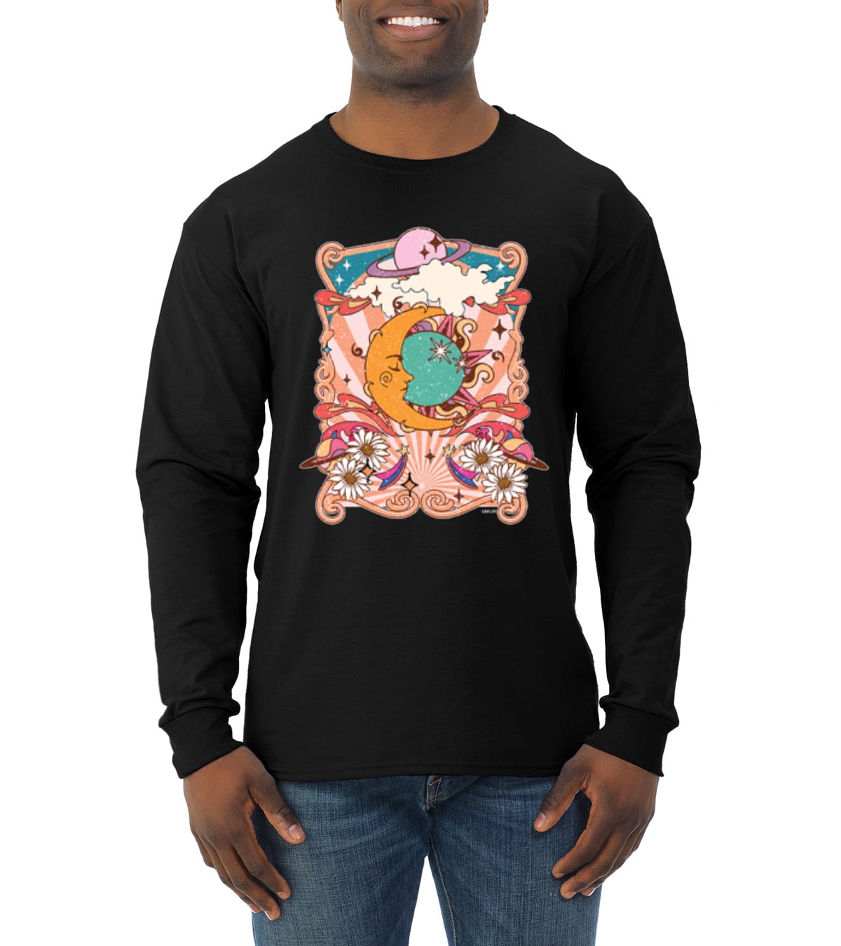 Wild Bobby Sun and Moon Groovy Vintage Daisy Flowers Stars Vintage Men ...