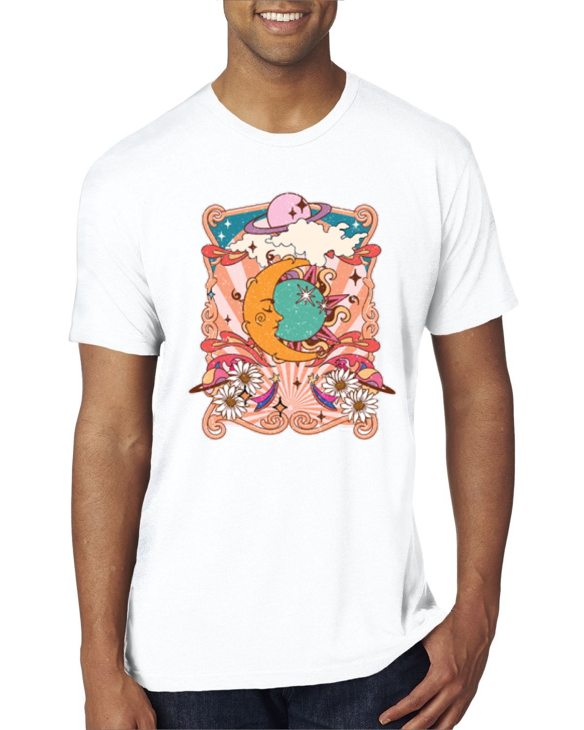 Wild Bobby Sun and Moon Groovy Vintage Daisy Flowers Stars Vintage Men ...