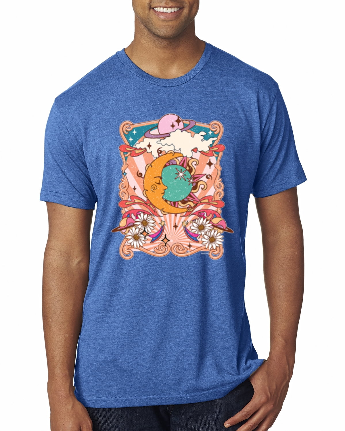 Wild Bobby Sun and Moon Groovy Vintage Daisy Flowers Stars Vintage Men ...