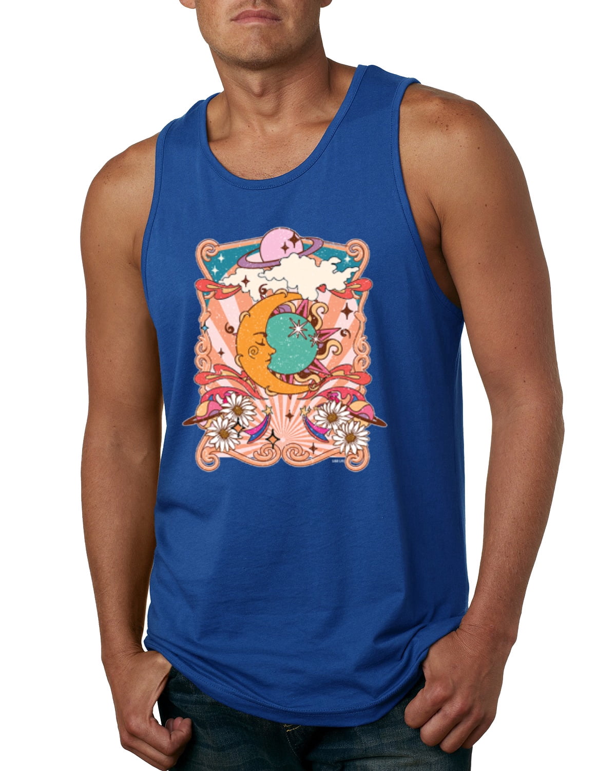 Wild Bobby Sun and Moon Groovy Vintage Daisy Flowers Stars Vintage Men ...