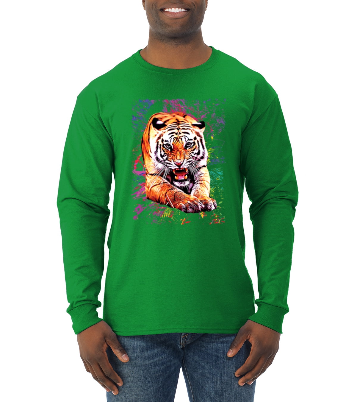 Wild Bobby, Tiger Growling Colorful Trippy Tie Dye Animal Lover Mens ...
